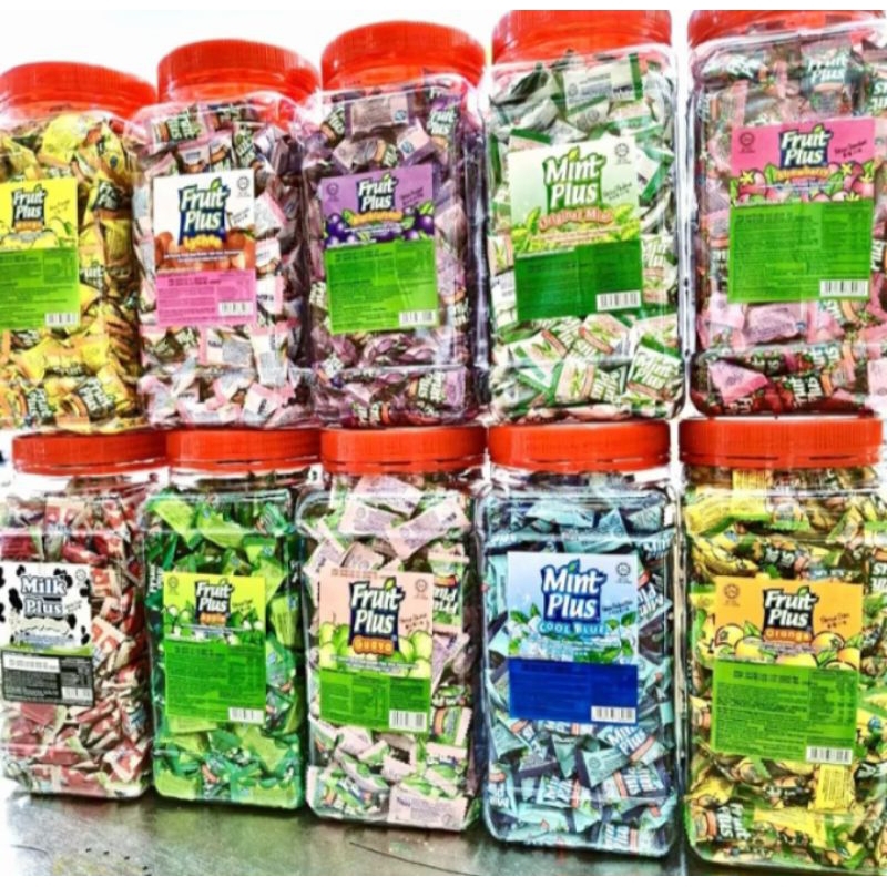 350pcs Fruit Plus Candy Gula Fruit Plus Apple Orange Manggo Strawberry ...