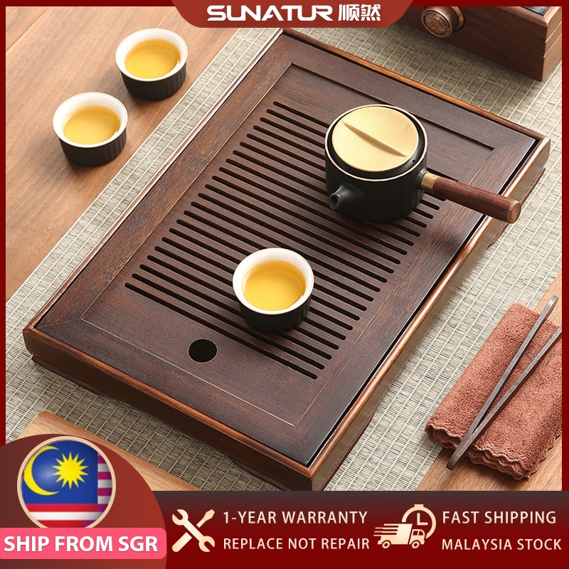 Tea Tray Bamboo Drainage Tray Chinese Small Tea Table Teapot Pallet ...