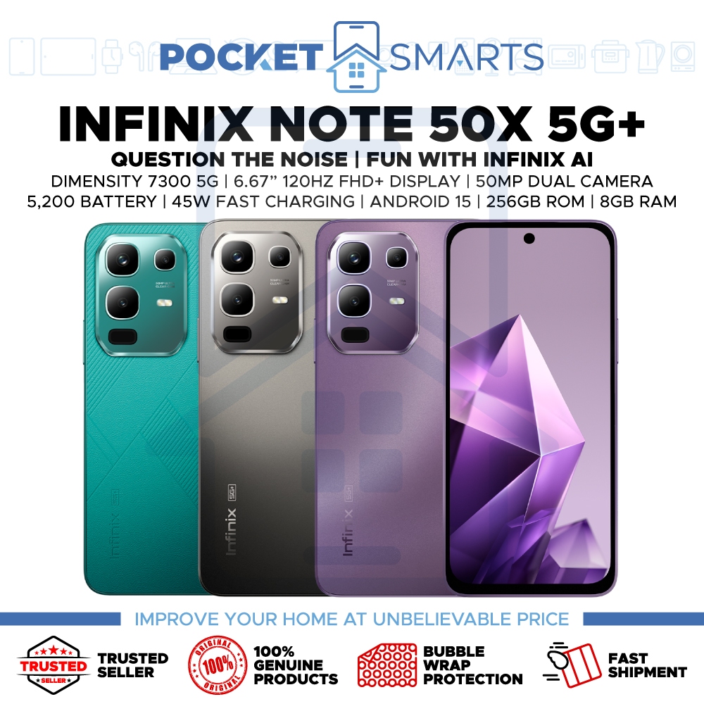 [Malaysia Set] Infinix Note 50X 5G+ (256GB ROM | 8GB RAM) 1 Year ...