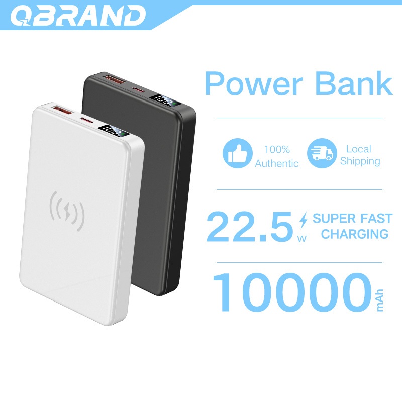 QBrand 10000mAh 22.5W Super Fast Charging Wireless Power Bank With ...
