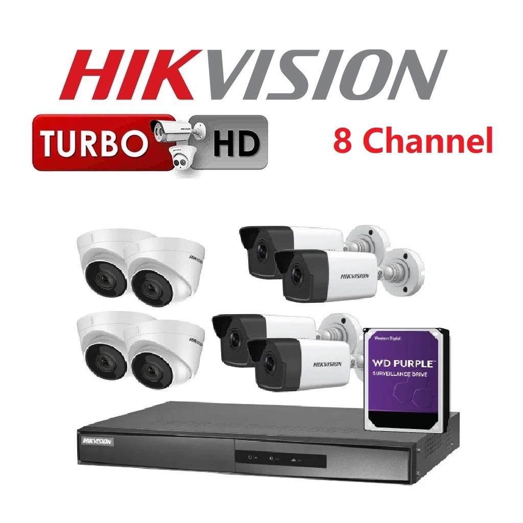 Full Set Hikvision 8 Channel 2MP CCTV Package With Camera - Hikvision ...