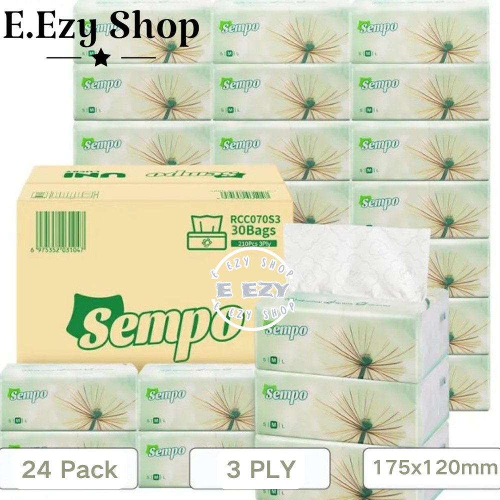 Sempo 24Packs Deluxe Soft Pack Skin-friendly Facial Tissue Double Sided ...