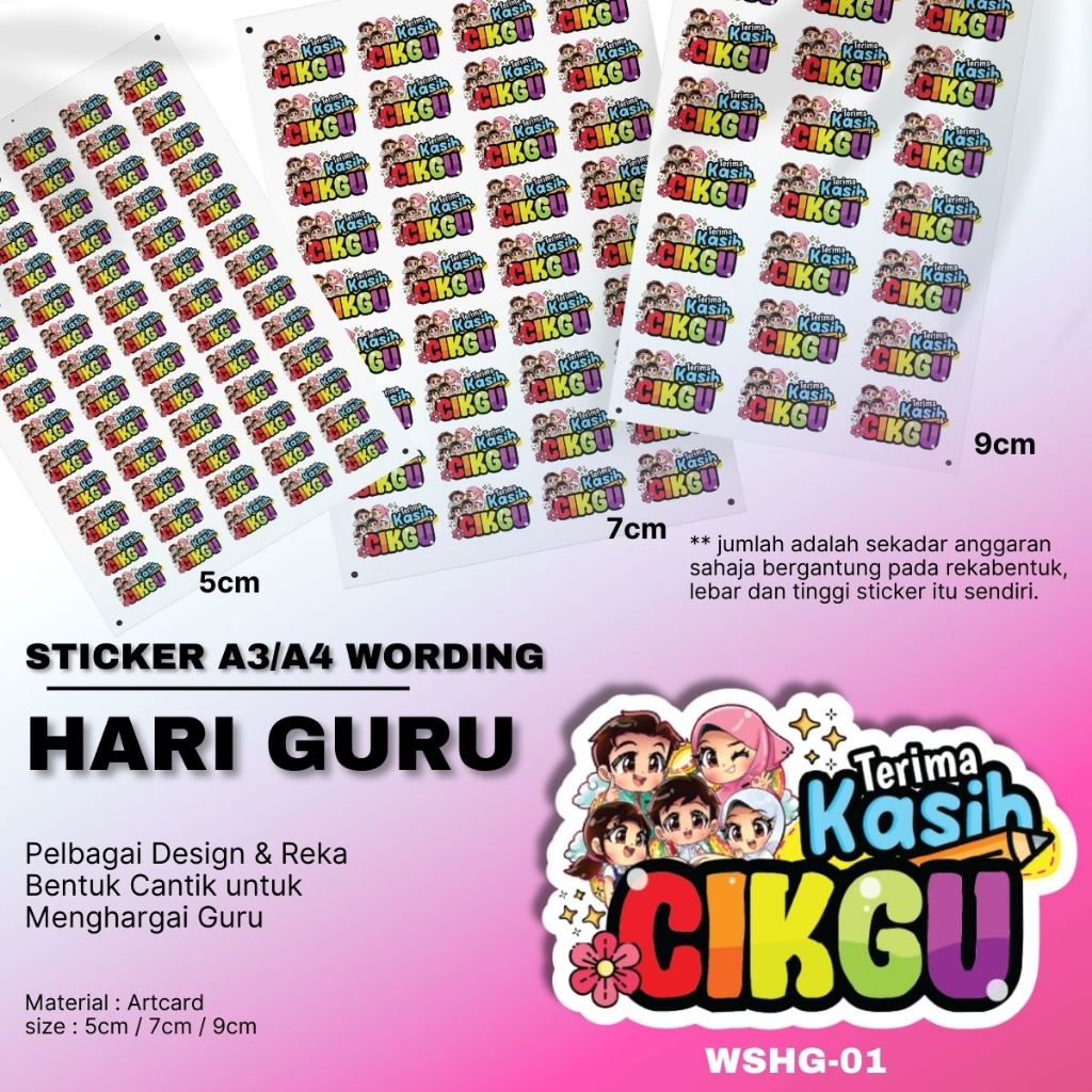 Sticker Wording Hadiah HARI GURU (A3 & A4) - Pelbagai Design & Reka ...
