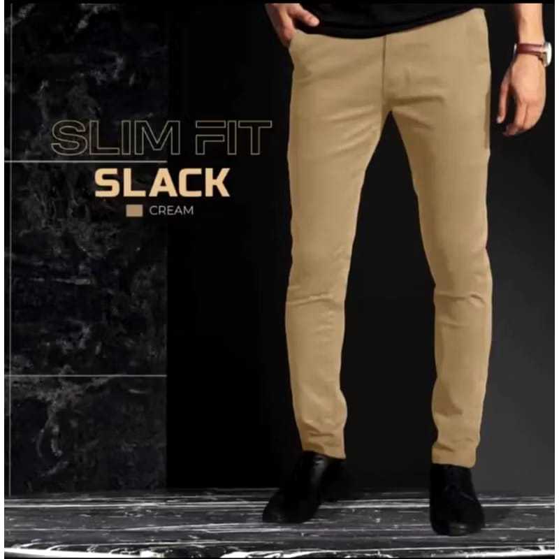 Seluar Panjang Lelaki Slim Fit Chino Pants Stretchable Cotton - Black ...