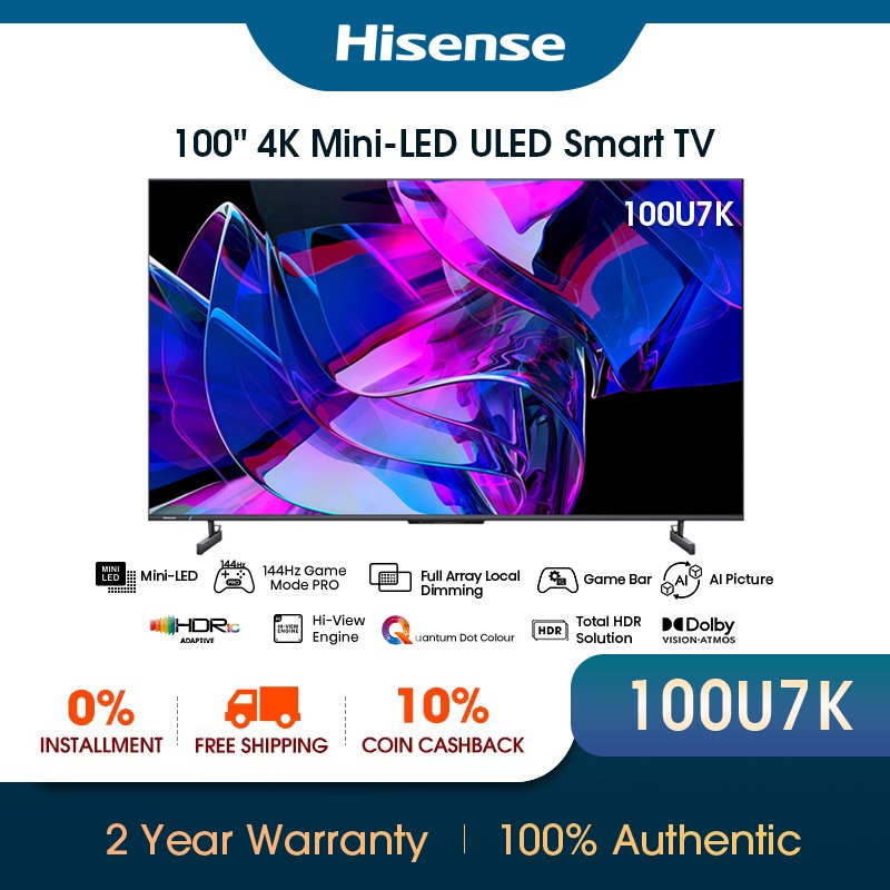 [Pre-Order] Hisense 100 Inch Mini-LED ULED 4K Smart TV / 144Hz / Dolby ...