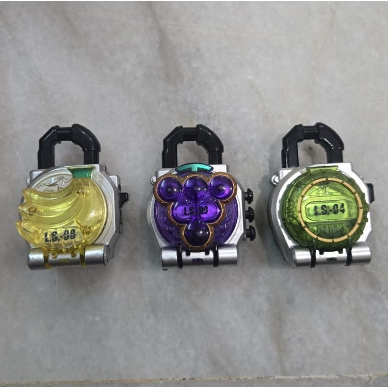 USED SET 3x SG Clear Version Voice ver Banana Budou Melon Lockseed Lock ...