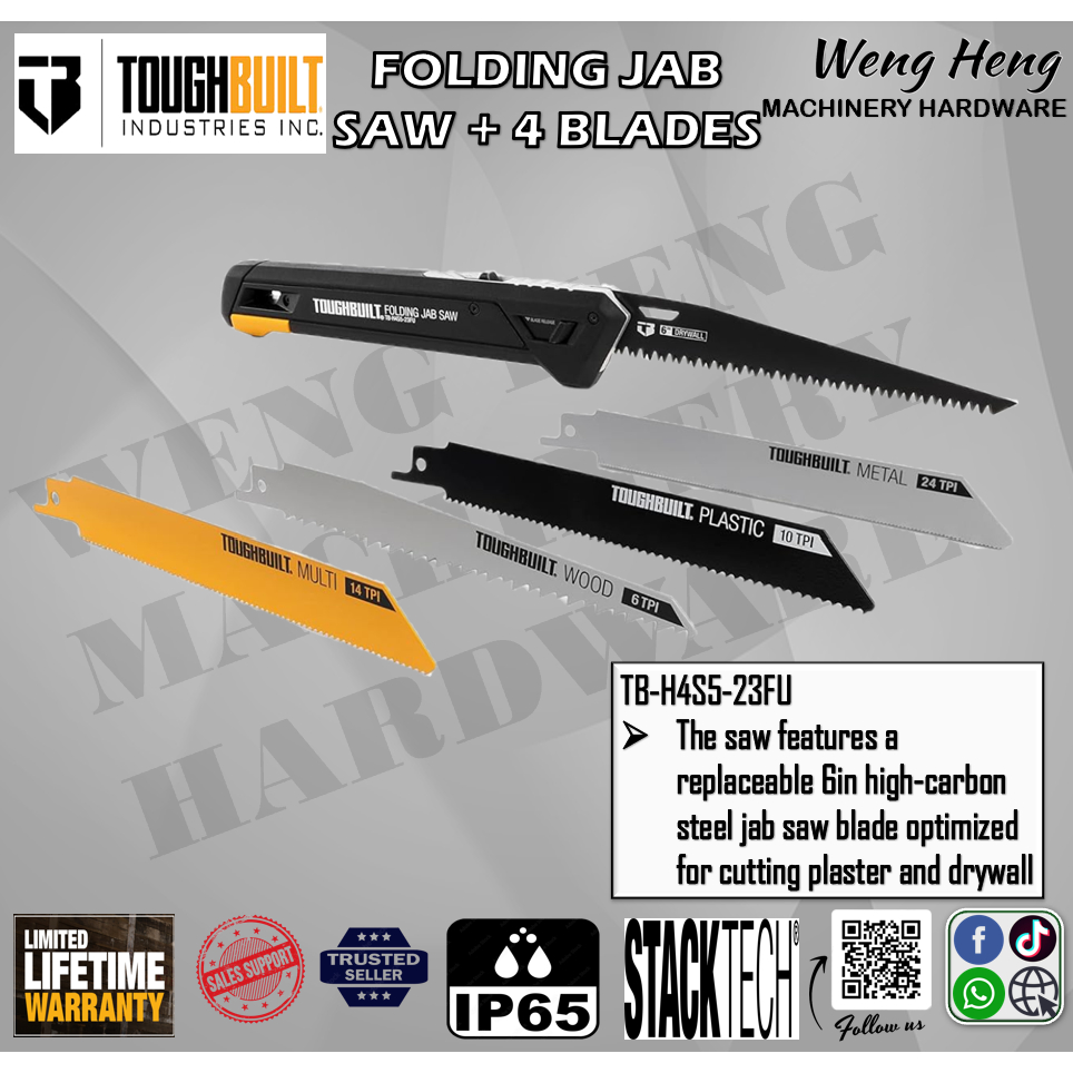 TOUGHBUILT Folding Jab Saw + 4 Blades - TB-H4S5-23FU | Shopee Malaysia