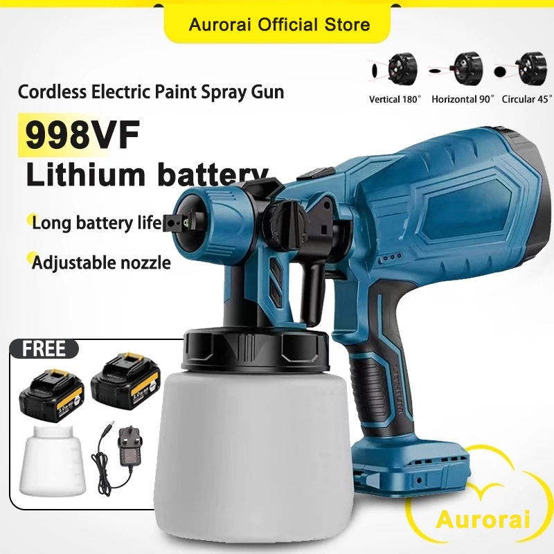 998VF Cordless Electric Spray Gun Woodworking Paint Sprayer ...