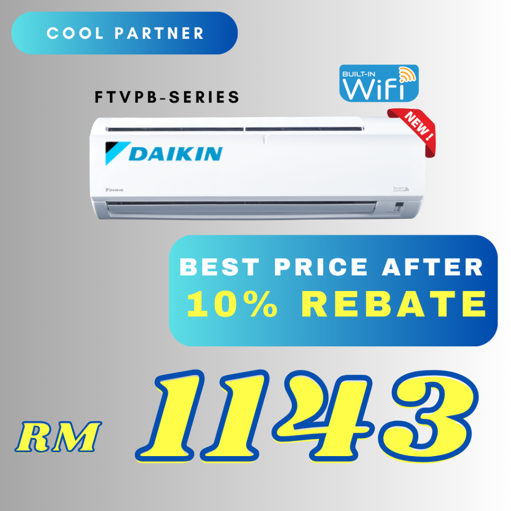 Daikin R32 Air Conditioner R32 Non Inverter FTV-P Series Wifi control 1.0HP-3.0HP | Shopee Malaysia