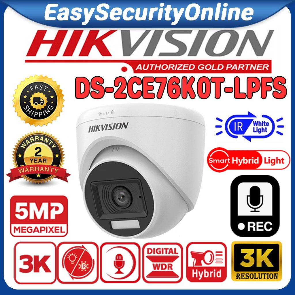HIK HIKVISION Smart Hybrid Light 3K 5.0MP Dome Indoor Camera DS ...