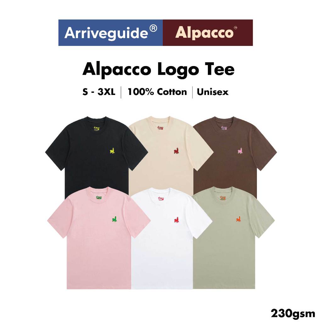 ARRIVE GUIDE x ALPACCO Logo Tee Relaxed Cotton T-Shirt Unisex 230gsm ...