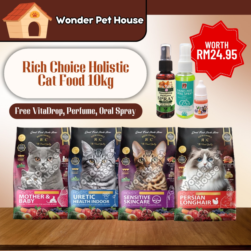 Rich Choice Holistic Cat Food 10kg [Every Purchase, Free Vita Drop, Perfume, Oral Spray ...