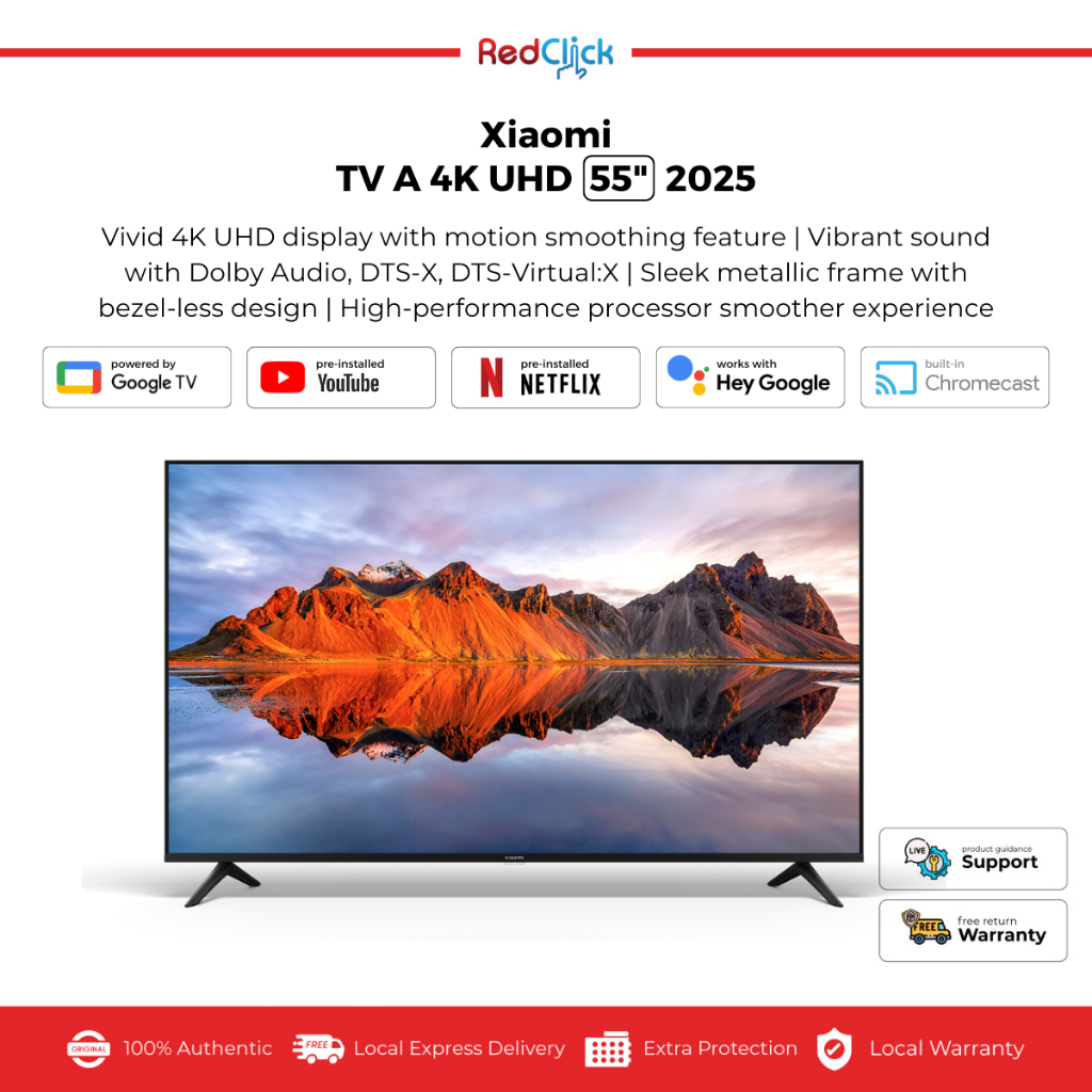 Xiaomi TV A 55" 2025 | 4K UHD | Google TV | HDR 10 | Dolby Audio ...
