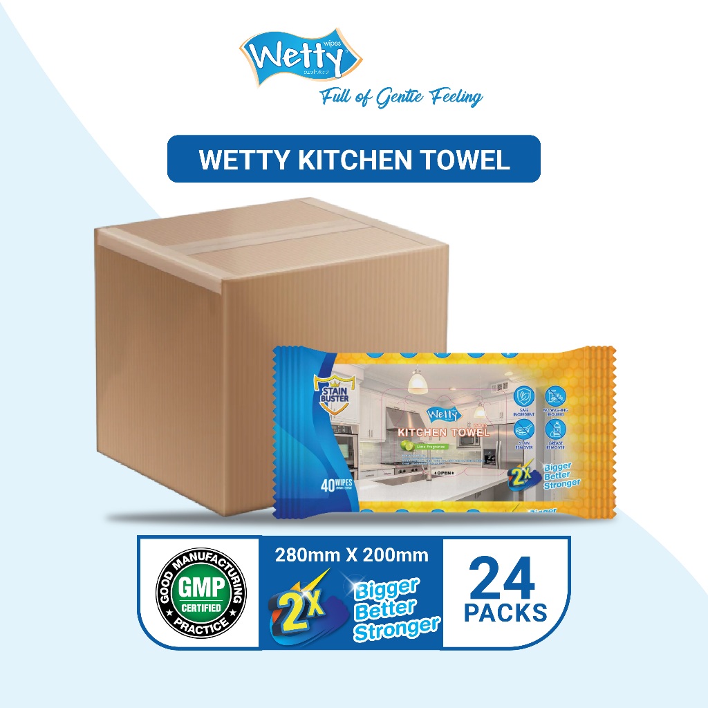 Wetty Deluxe Multipurpose Kitchen Cleaner Wipes (24 Pack) Kitchen Towel ...