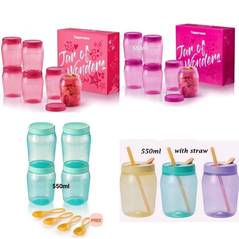 💖💖 Tupperware Universal Jar With Straw / Universal Jar With Spoon 550ml ...
