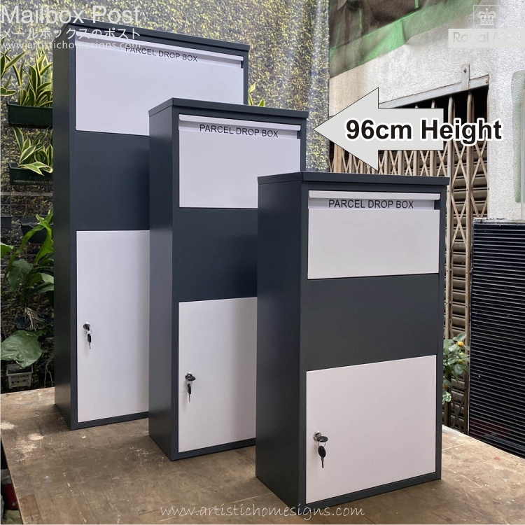 Elegant Parcel Box Front Drop Front Door Dark Grey with White Anti ...