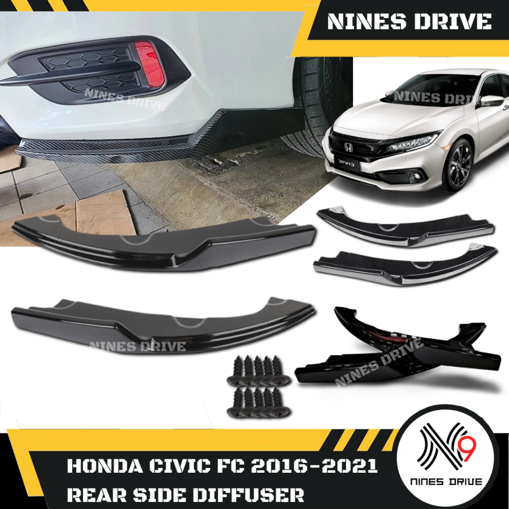 HONDA CIVIC FC REAR SIDE DIFFUSER ABS 1 PAIR 2016 - 2021 (Matt Black ...