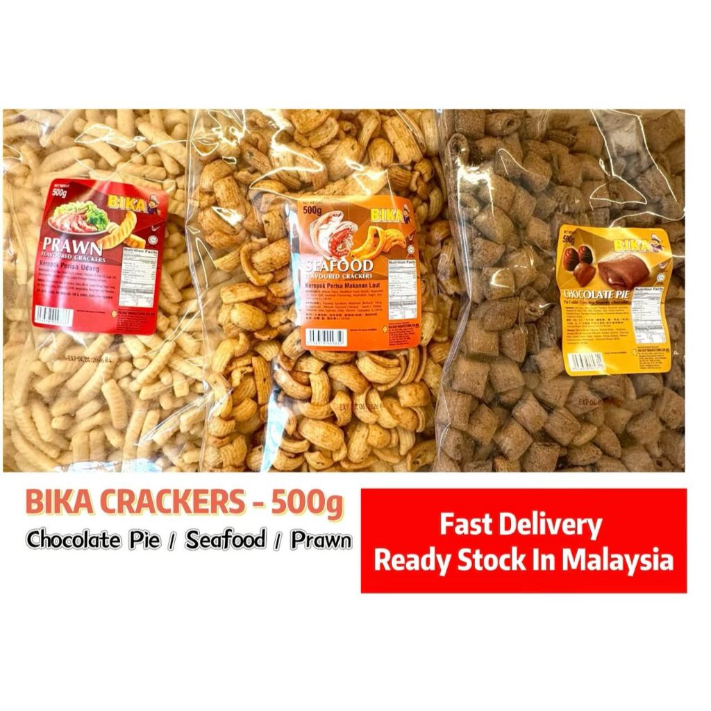 Bika Fika Keropok Crackers Chocolate Pie/Seafood/Prawn 500g - Snack Pai ...