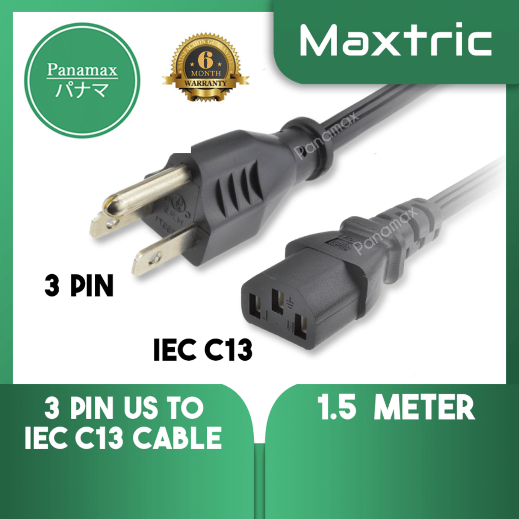 3 PIN US TO IEC C13 POWER CORD = E450 | Shopee Malaysia
