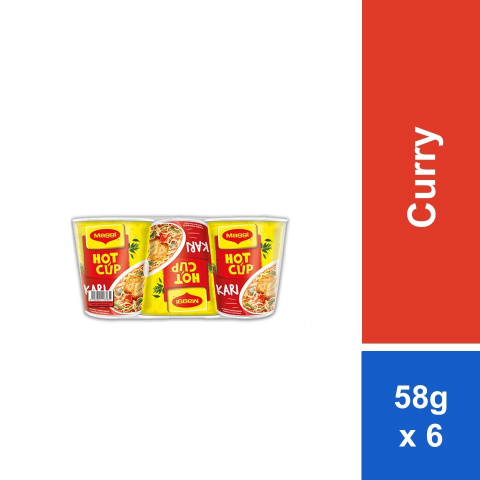 [East Malaysia] MAGGI Hot Cup Curry 58g x 6 Cups (Halal) | Shopee Malaysia