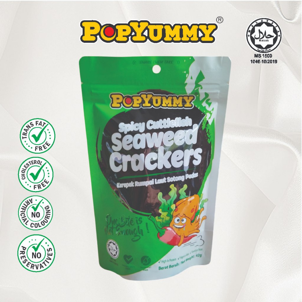 POPYUMMY Spicy Cuttlefish Seaweed Crackers, Kerepek Popiah Rumpai Laut ...