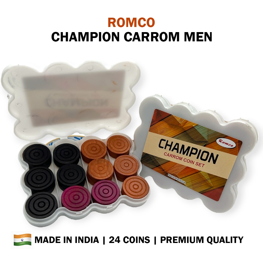 Romco Champion Wooden Carrom Men Carrom Seed Carrom Coins (Made in ...