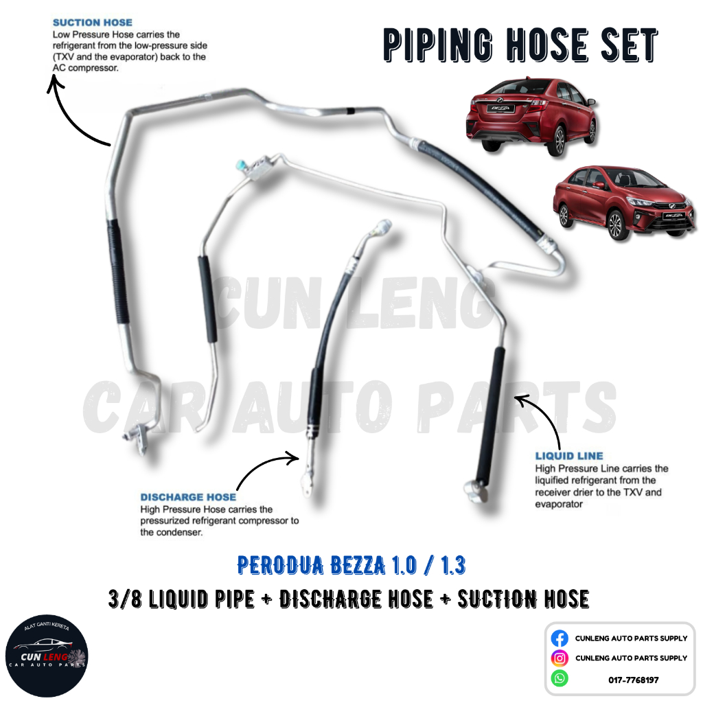 Perodua Bezza 1.0 / 1.3 Aircond Hose Set • Pipe Set Liquid Tube ...