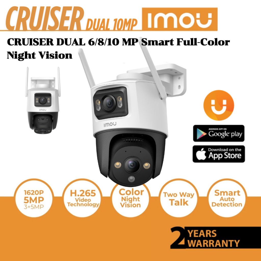 Imou Cruiser Dual 6MP/10MP 2-Eyed Recording 360 Dual Lens 2-Way Talk ...