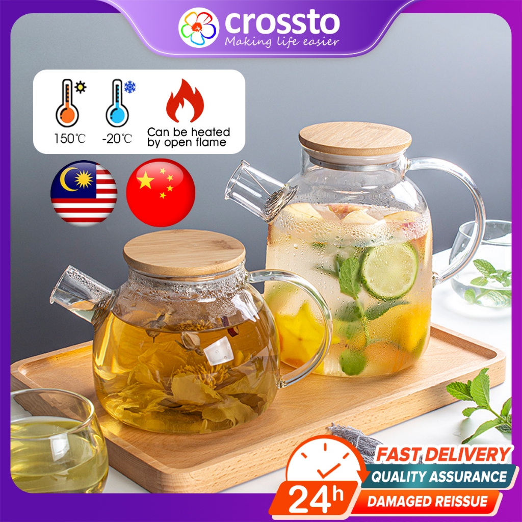 CROSSTO🔥Sesuai untuk dapur gas🔥1L/1.6L/1.8L teko kaca balang air jug ...