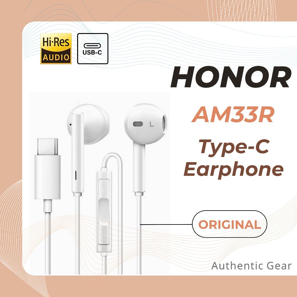Original Honor AM33R Wired Earphone Type-C Earphone Half In-Ear ...