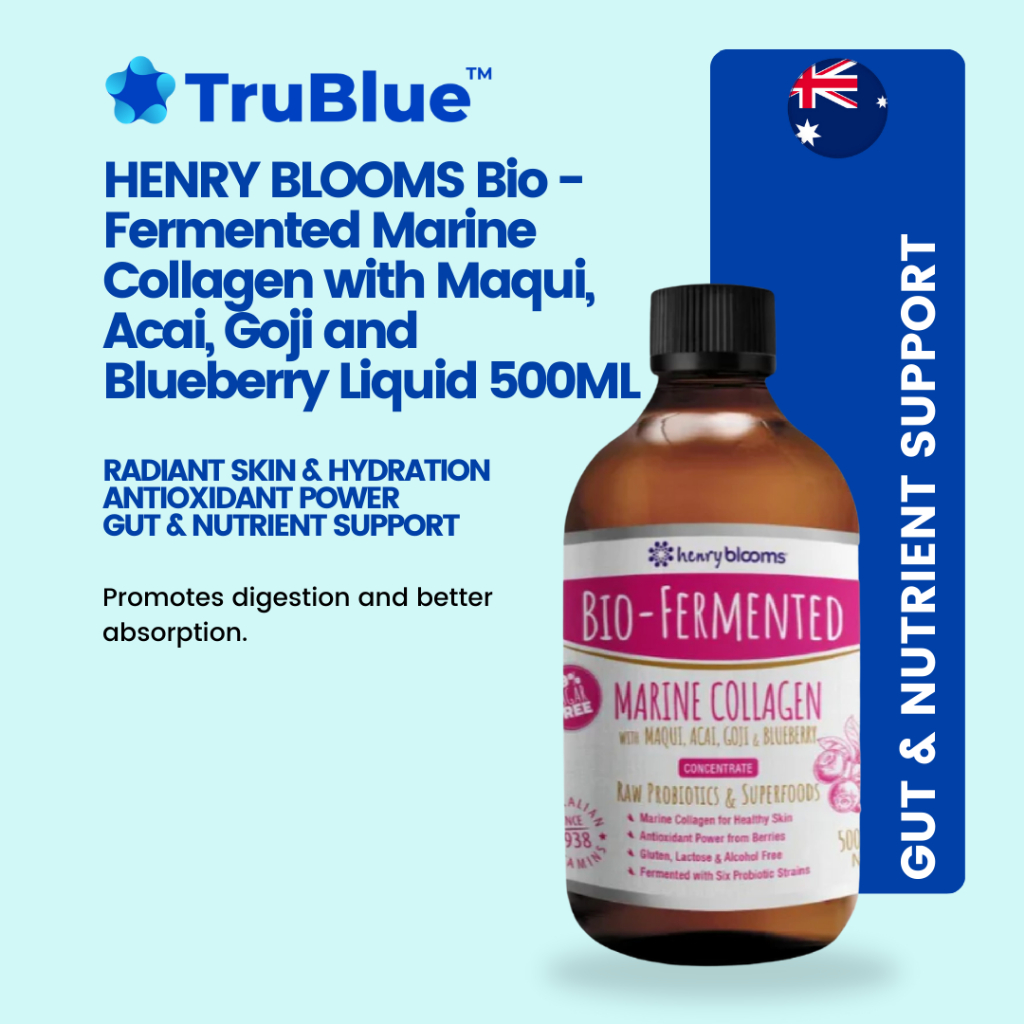 HENRY BLOOMS Bio-Fermented Marine Collagen with Maqui, Acai, Goji and ...