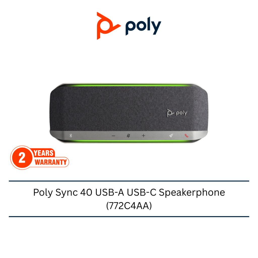 Poly Sync 40 USB-A USB-C Speakerphone untuk Ruang Mesyuarat, Persidangan atau Panggilan Telefon ...