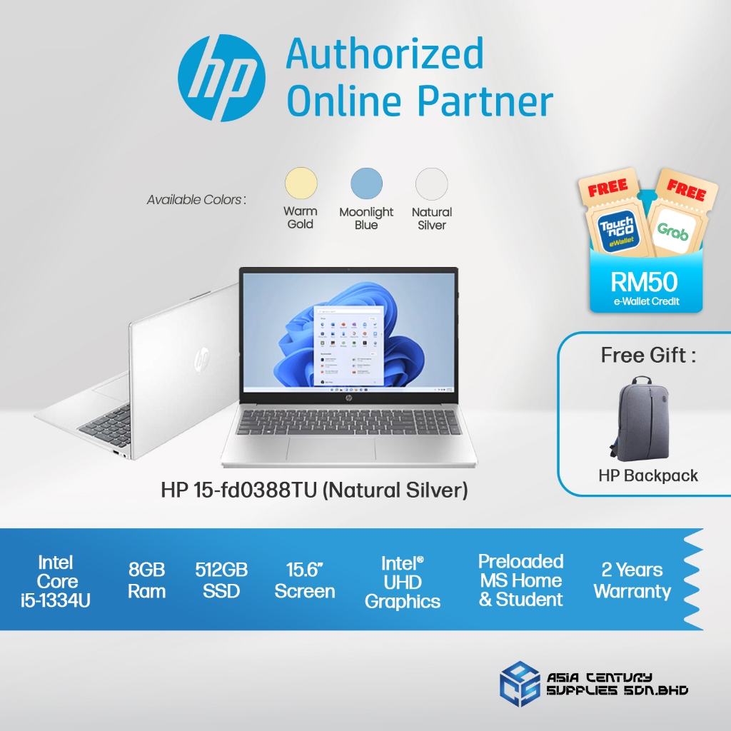 HP 15-fd0386TU / fd0387TU / fd0388TU Laptop 15.6" FHD / i5-1334U/ 8GB ...