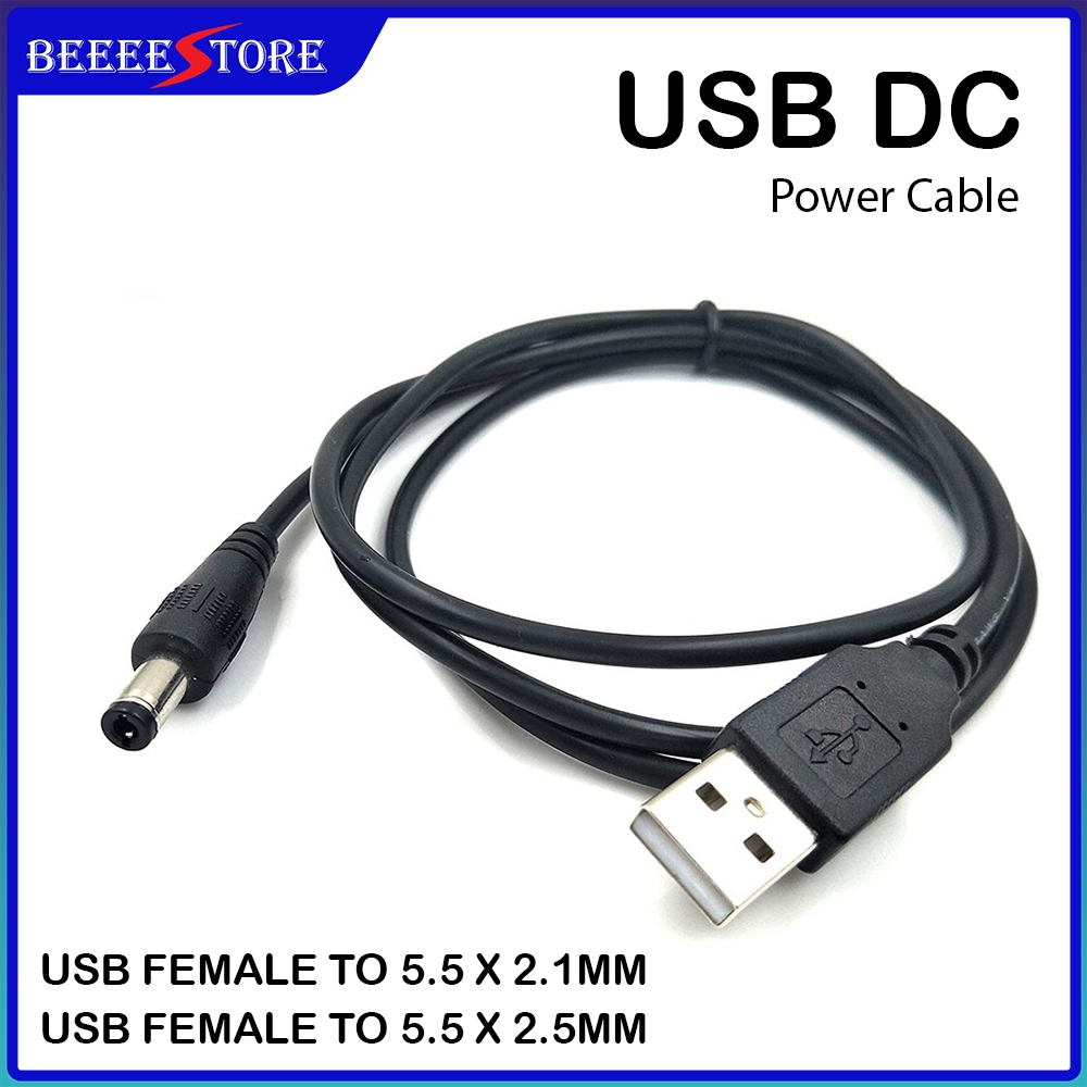 USB TO DC 5V CABLE USB (FEMALE) TO 2.1MM OR 2.5MM X 5.5MM CABLE 1 METER ...