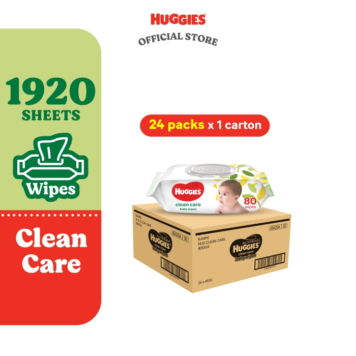 [Bundle of 24] Huggies Baby Wipes Clean Care Wet Tissue 80s | Shopee ...