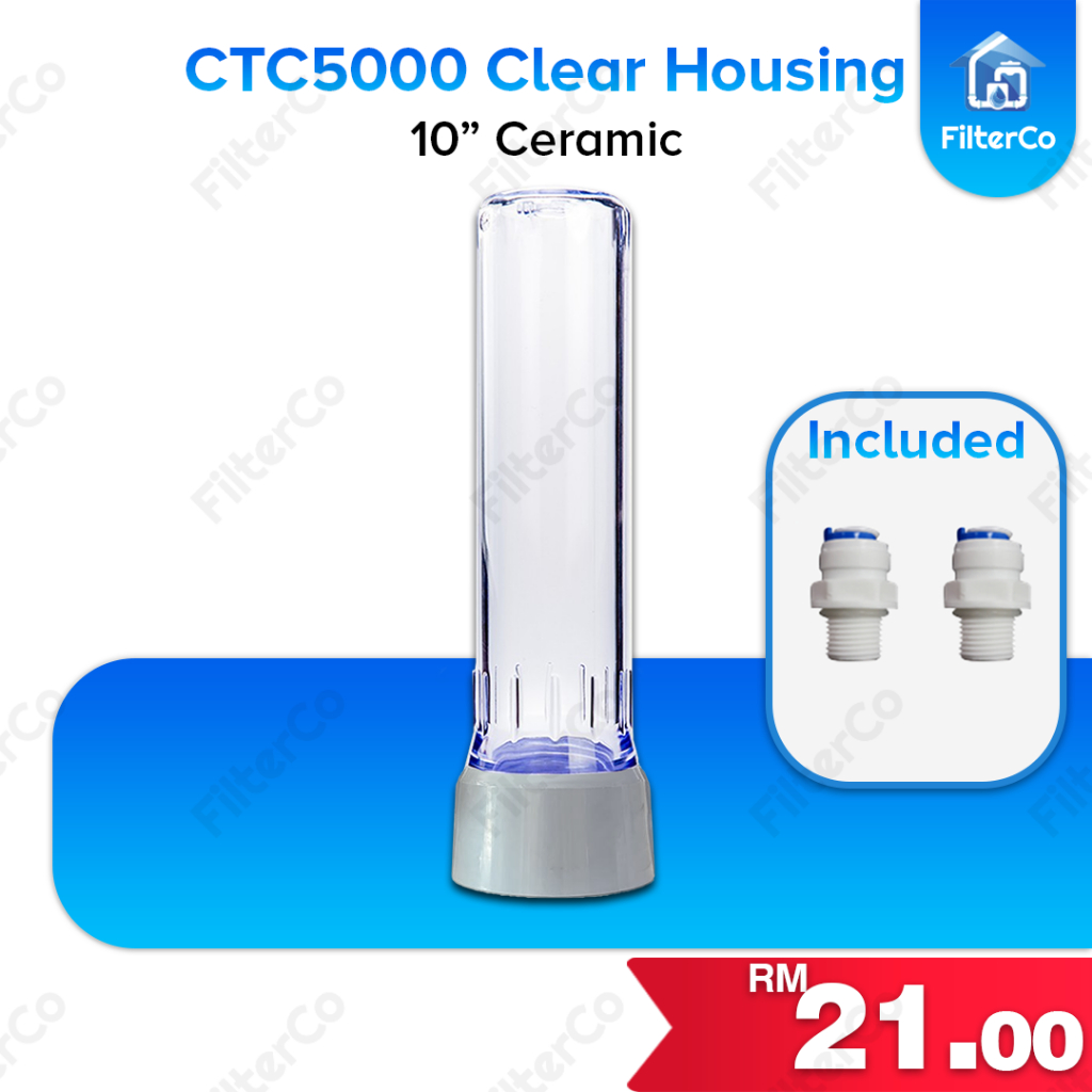 10" CTC 5000 Casing Super Slim Ceramic Candle Water Filter comes with ...