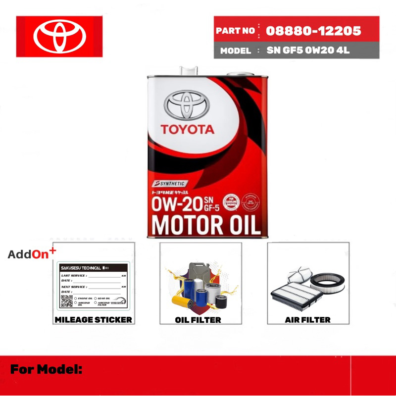08880-12205 Toyota SN 0W-20 GF-5 fully synthetic engine oil (4 liter ...
