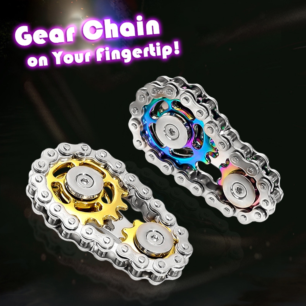 EDC Gear Chain Fidget Spinner Zinc Alloy Metal Stress Relief Toy ...