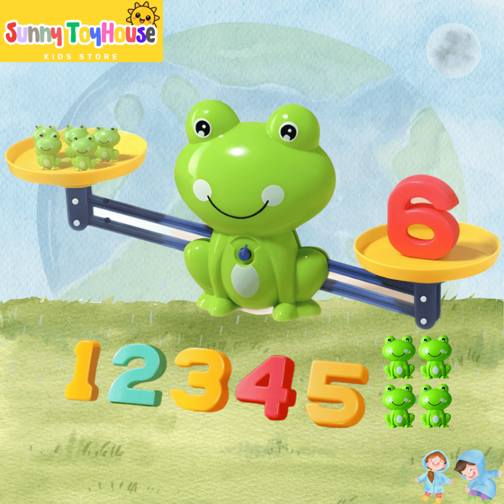 SUNNNY Vibrant Green Frog Balance Scale Toy for Encouraging Learning ...