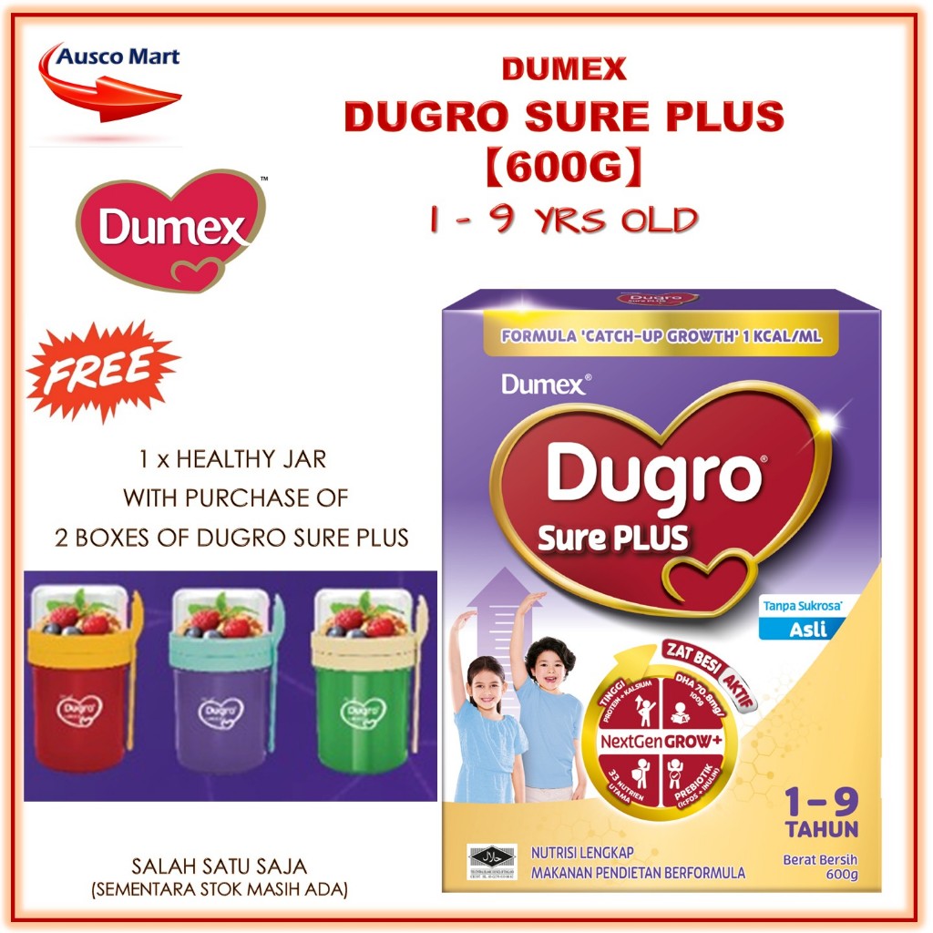 DUGRO SURE PLUS 1-9 YRS OLD 600G 【FREE 1 x HEALTHY JAR WITH EVERY ...