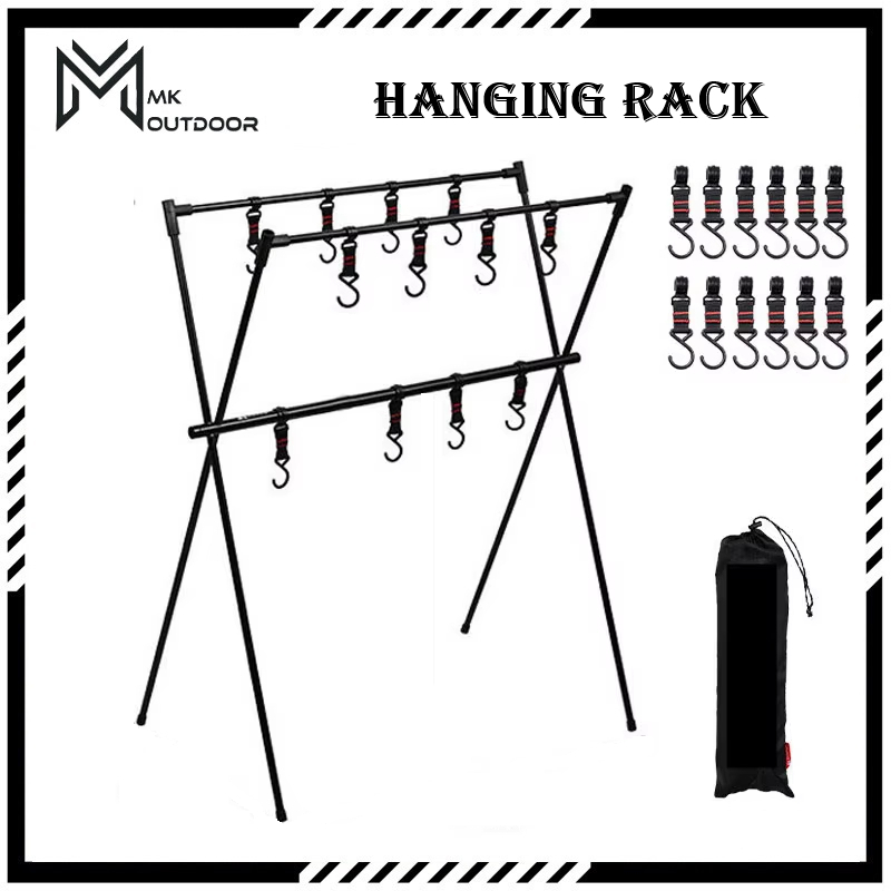 Camping Hanging Rack Aluminum Alloy Cookware Hanging Rack Picnic Bowl ...