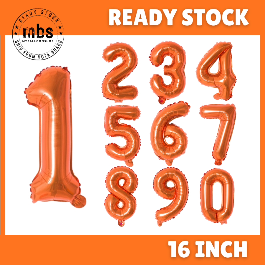[16 Inch] - ORANGE Alphabet Balloon & Number Ballon ABC Letters Belon ...
