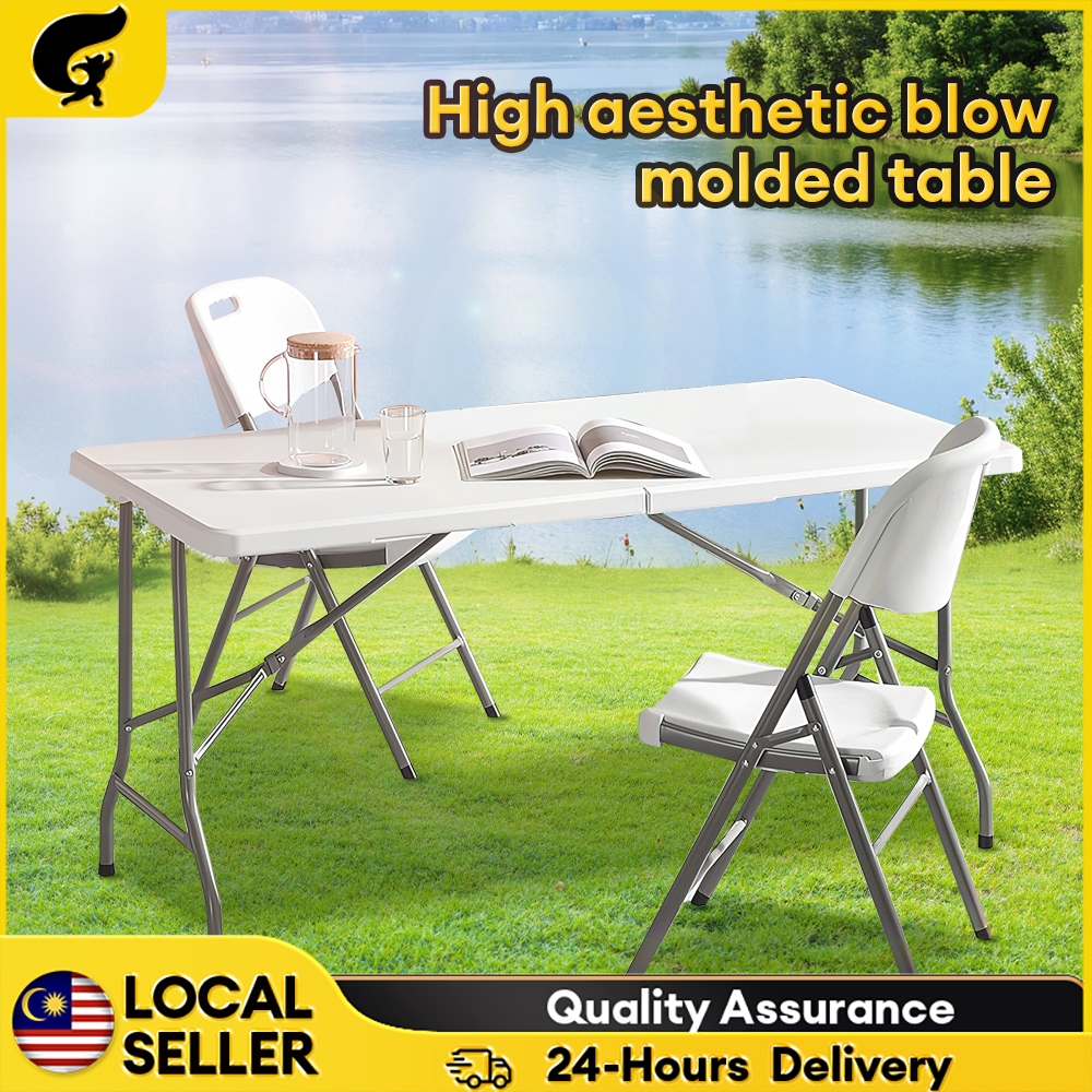 Meja Lipat Eid al Fitr 6FT Foldable Banquet Table Outdoor Camping Table ...