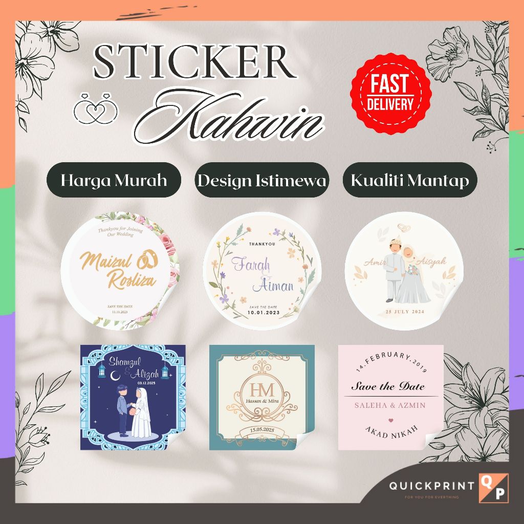 Pelekat Kahwin Custom | Sticker Doorgift Majlis / Akad Nikah | Untuk ...