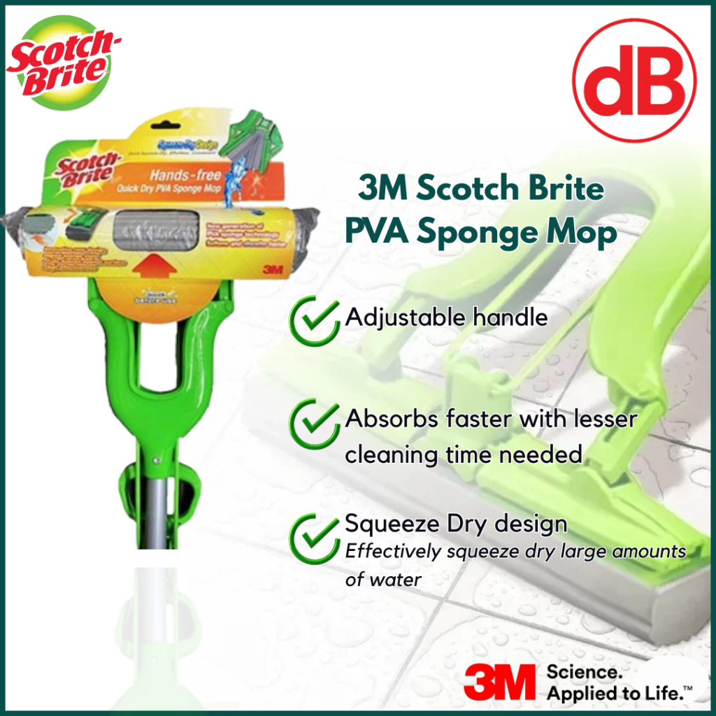 (Ready Stock) 3M Scotch-Brite Quick Dry PVA Sponge Mop. | Shopee Malaysia