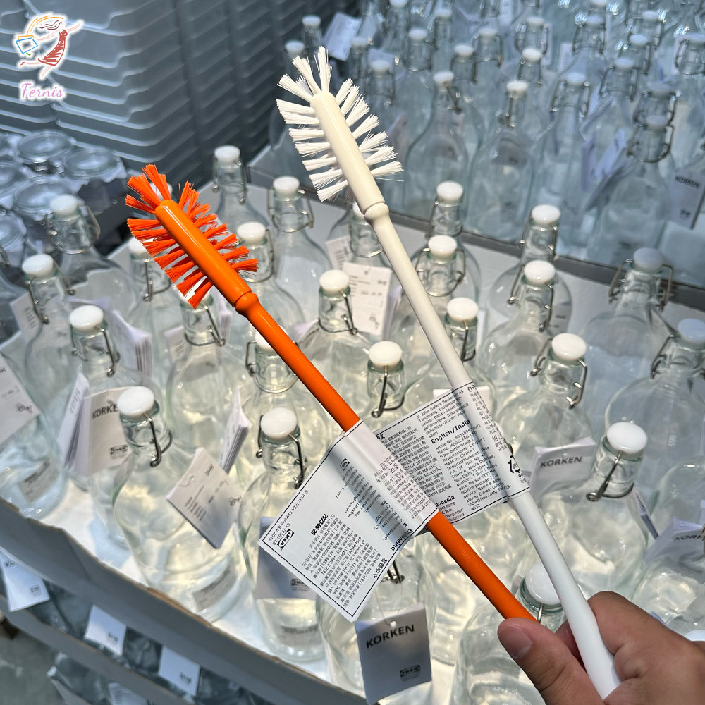 MEDELVAG 43cm Bottle Brush Orange/White Long Bottle Scrubber Cleaner ...