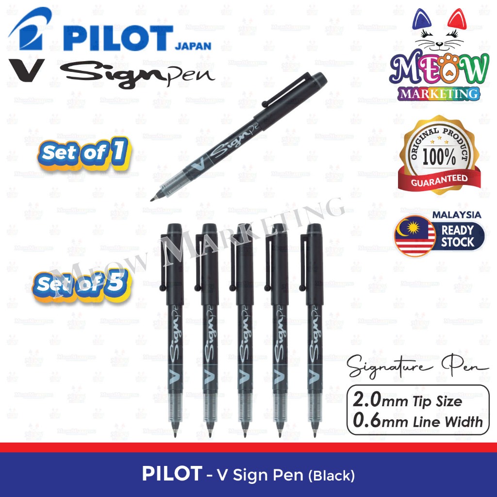 Pilot V Sign Pen / Signature Pen Black Ink - Set of 1 / Set of 5 ...