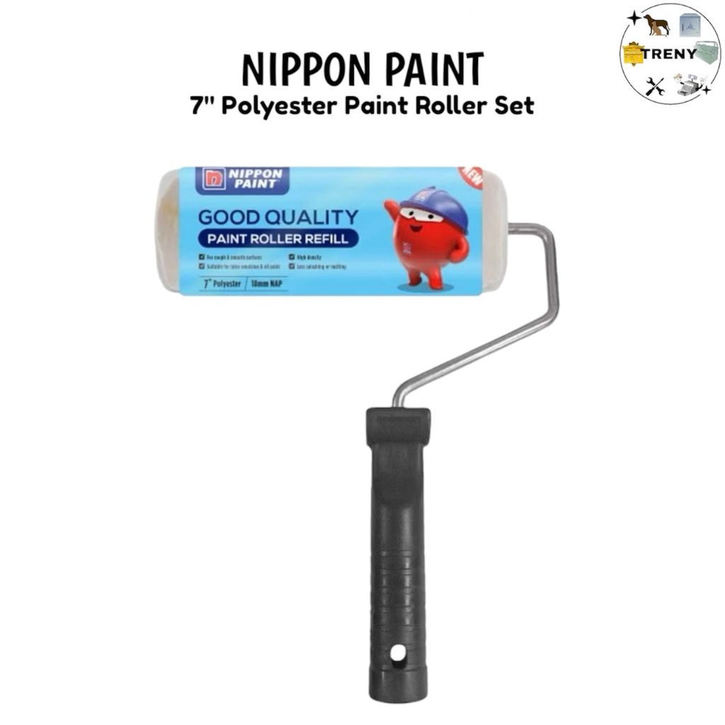 Nippon Paint 7 Inch Paint Roller Set With Handle Interior & Exterior ...