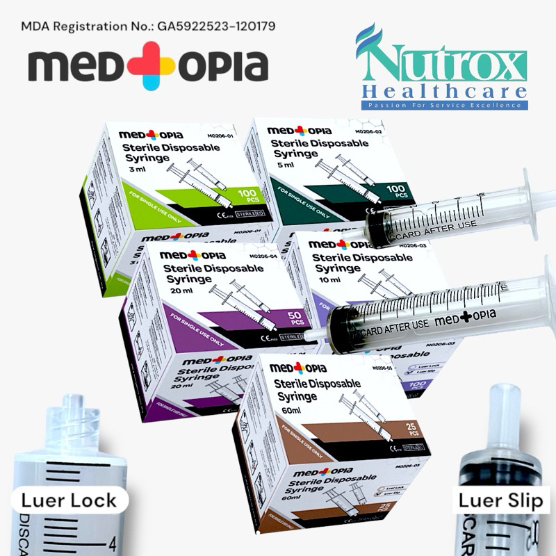 Medtopia Sterile Syringe Luer Lock / Luer Slip with multiple sizes ...