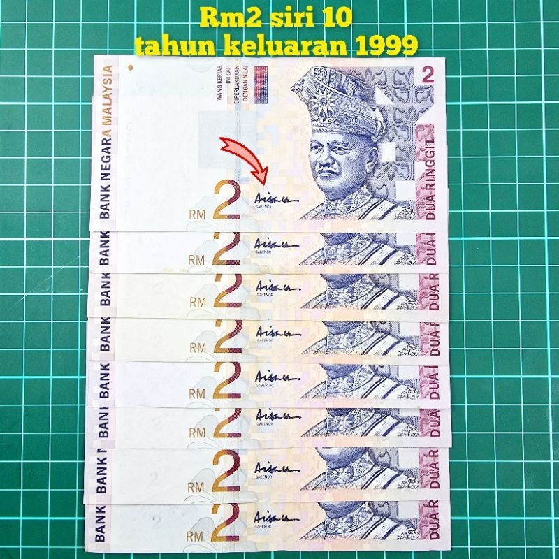 (A290) Rm2 siri 10 duit kertas lama sing aisyah duit Malaysia lama tabung duit kertas duit ...